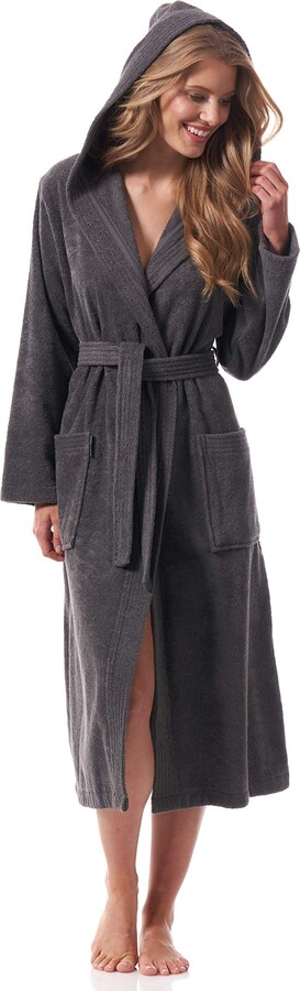Morgenstern Dressing Gown Women Cotton Terry Robe Long S Grey - ShopStyle