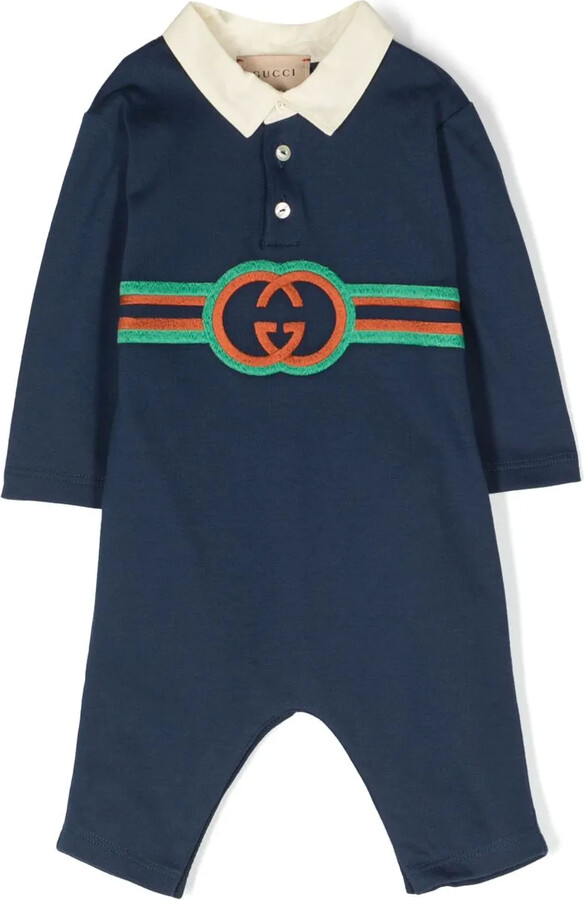 Gucci Children Interlocking-G cotton one-piece - ShopStyle Infant Boys ...