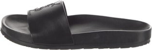 Saint Laurent Leather Slides - ShopStyle