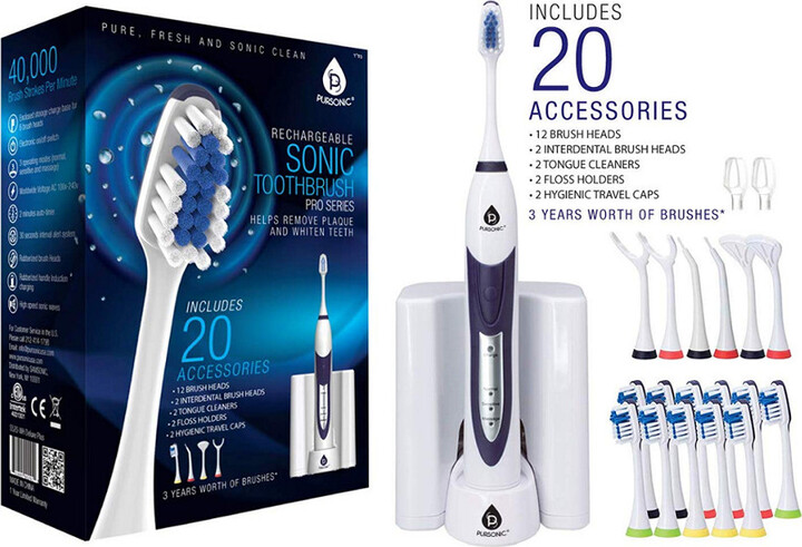Pursonic S520 White Ultra High Powered Sonic Electric Toothbrush With Dock Charger - ShopStyle ...