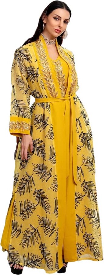 Vsadsau Women Dubai Arab Muslim Dress Lace Up Evening Dress Suit Robe ...