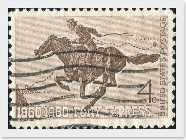Artery8 Postage Stamp 1860 1960 Pony Express Vintage USA Photo ...