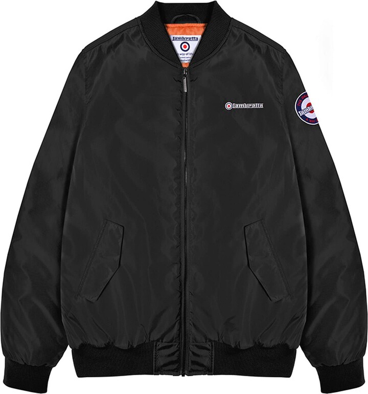 Lambretta Mens Classic MA1 Flight Full Zip Mod Ska Badged Jacket- Black ...