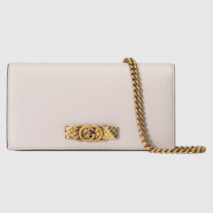 Gucci Chain wallet with Interlocking G python bow - ShopStyle
