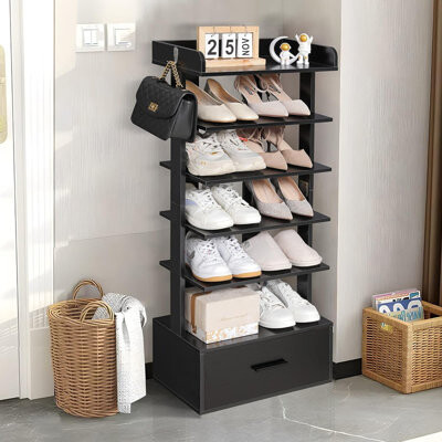 Hokku Designs 6-Tier Vertical Shoe Rack, Wooden Shoe Racks with Bottom ...
