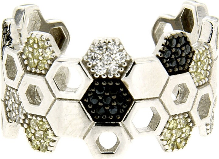 Cosanuova Women's Sterling Silver Adjustable Honeycomb Bee Ring - ShopStyle