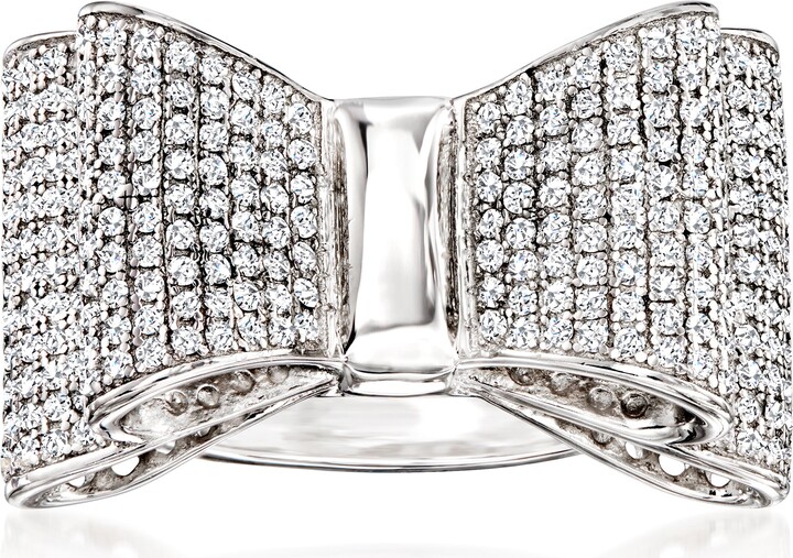 Ross-Simons Italian CZ Bow Ring in Sterling Silver - ShopStyle