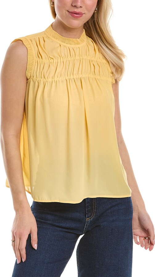Max Studio Ruffle Neck Blouse - ShopStyle Tops