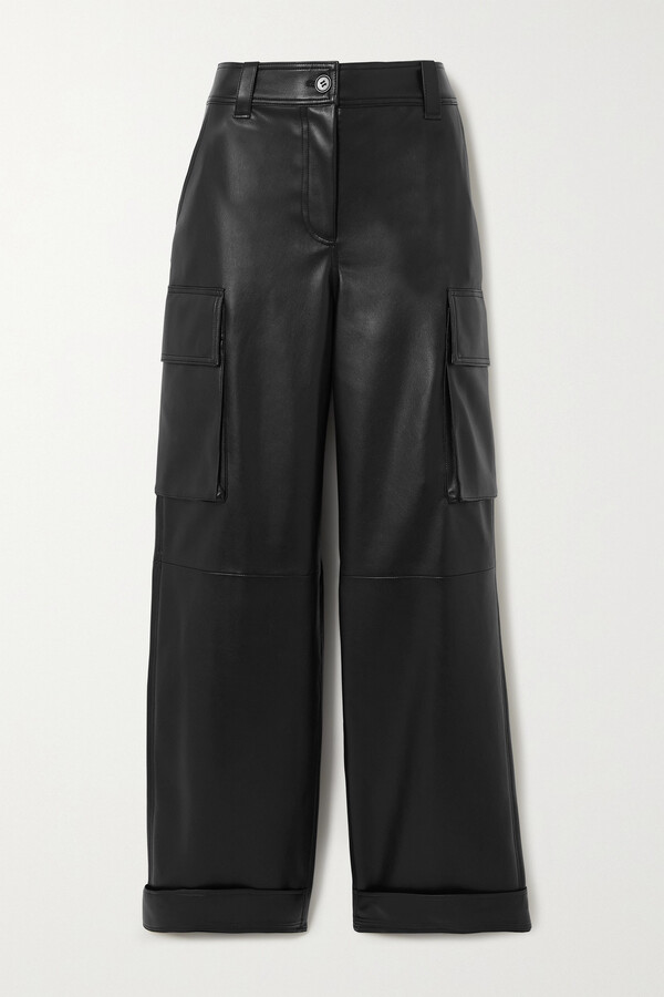 Stand Studio Asha Faux Leather Wide-leg Cargo Pants - Black - ShopStyle