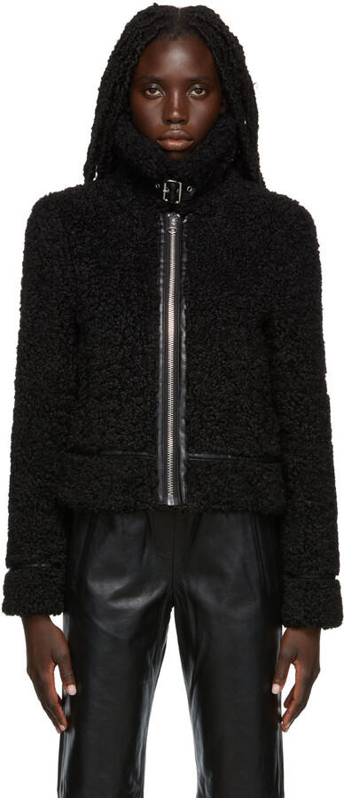 Stand Studio Black Faux-Shearling Audrey Biker Jacket - ShopStyle Fur ...