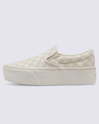 Vans Classic Slip-On Checkerboard Stackform Shoe(Marshmallow White ...
