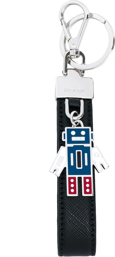 Prada Triangle-Logo Leather Keychain - ShopStyle
