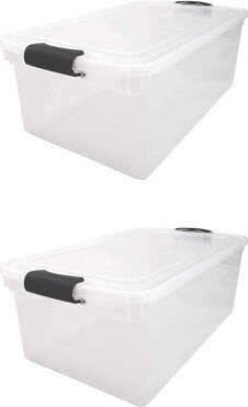 Homz 64 Qt Multipurpose Stackable Storage Bin with Latching Lids, Clear ...
