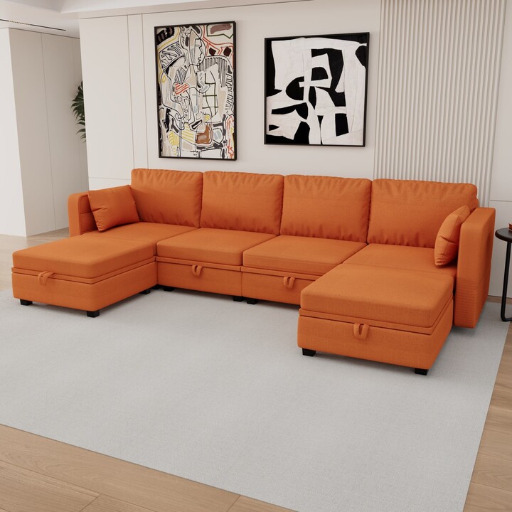 HOMEBAY Modular Sectional Sofa, U Shaped Modular Couch with Reversible ...