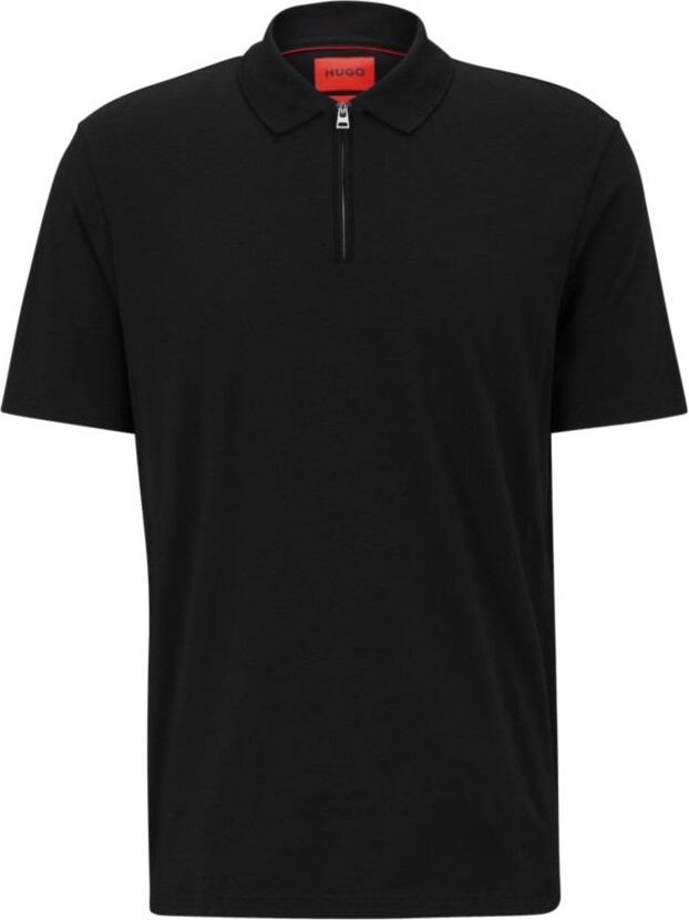 HUGO BOSS Cotton-blend polo shirt with zip placket - ShopStyle