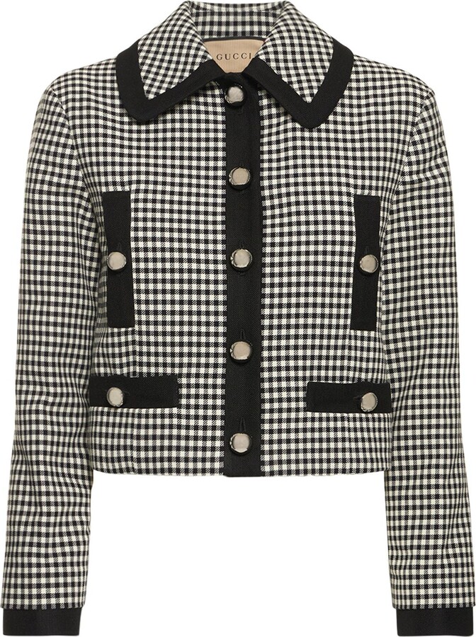 Gucci Tailored wool blend gingham jacket - ShopStyle