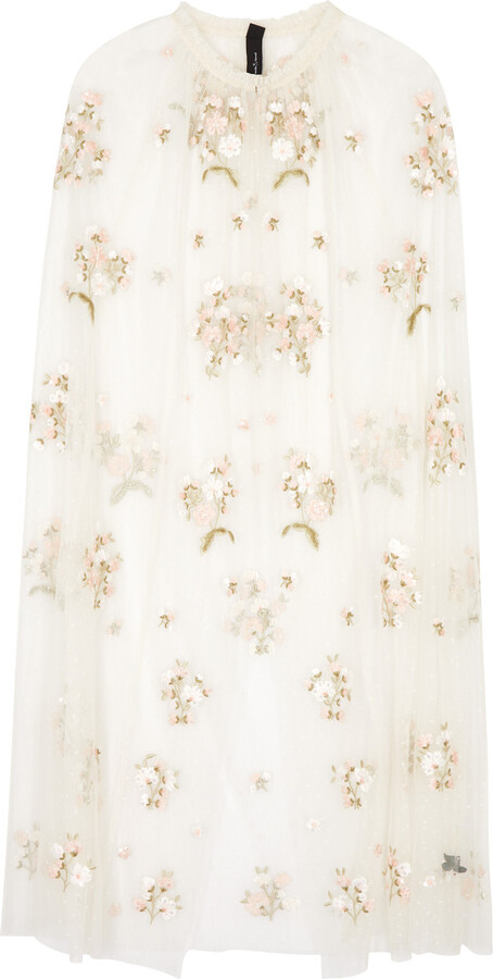 Needle & Thread Posy Floral-embroidered Tulle Cape - ShopStyle