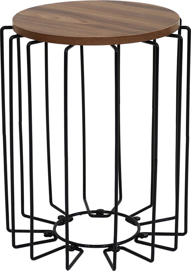 Sunnydaze Woodgrain-Look Wire End Table - ShopStyle