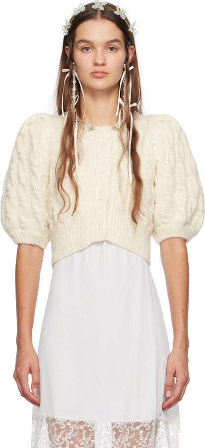 Simone Rocha Off-White Cropped Cardigan - ShopStyle