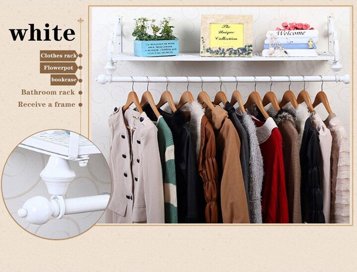 Living and Home Wall Mounted Metal Clothes Shelf Garment Shop Display ...
