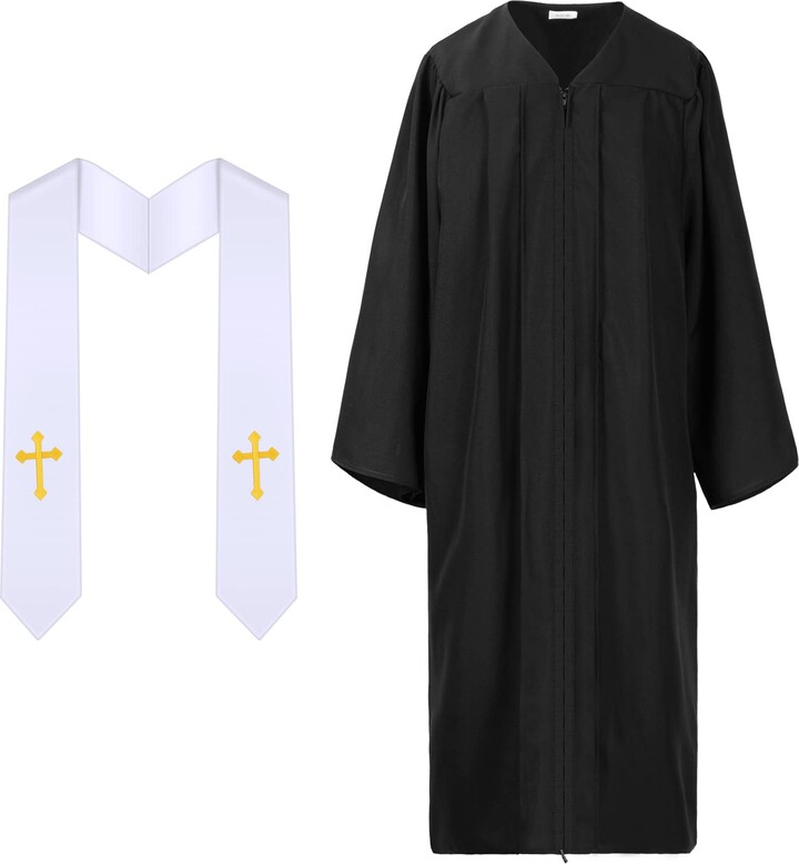 Jiuguva 2 Pcs Clergy Robes Priest Costume Set Women Pulpit Choir Robe ...