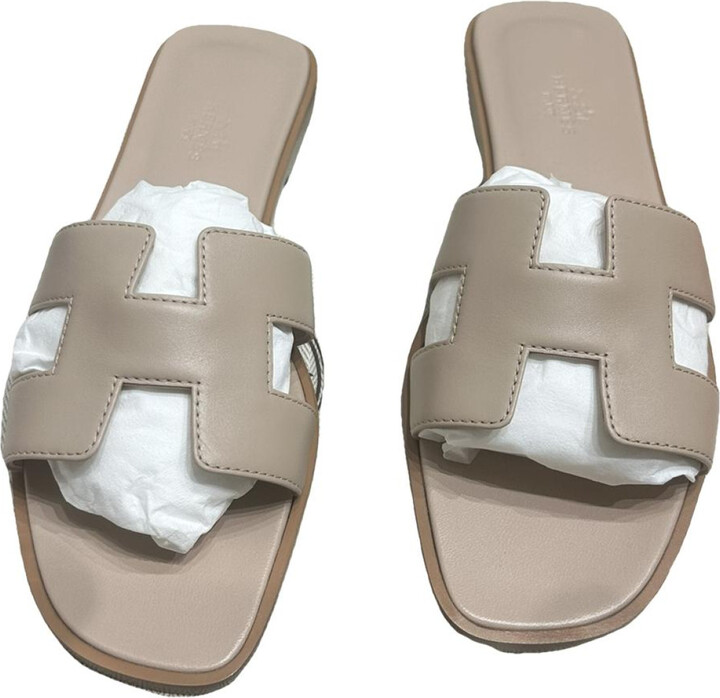 Hermes Oran leather mules - ShopStyle