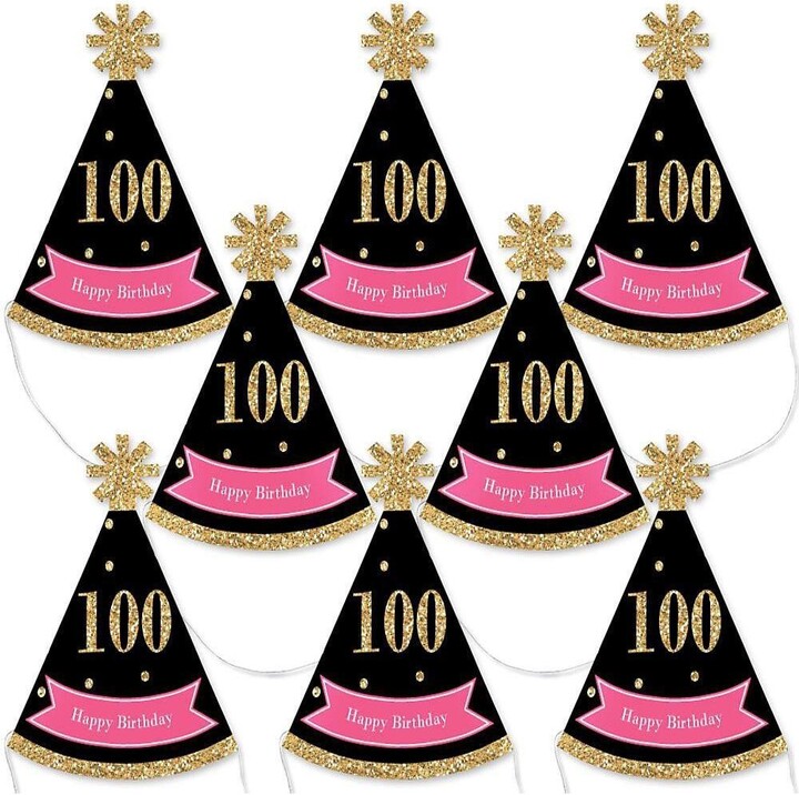Big Dot Of Happiness Chic 100th Birthday , Black & Gold - Mini Cone ...