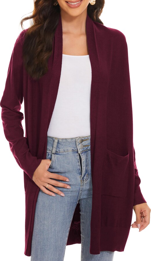 Huuloo Women's Open Front Long Shawl Cardigan Sweater with Pockets ...