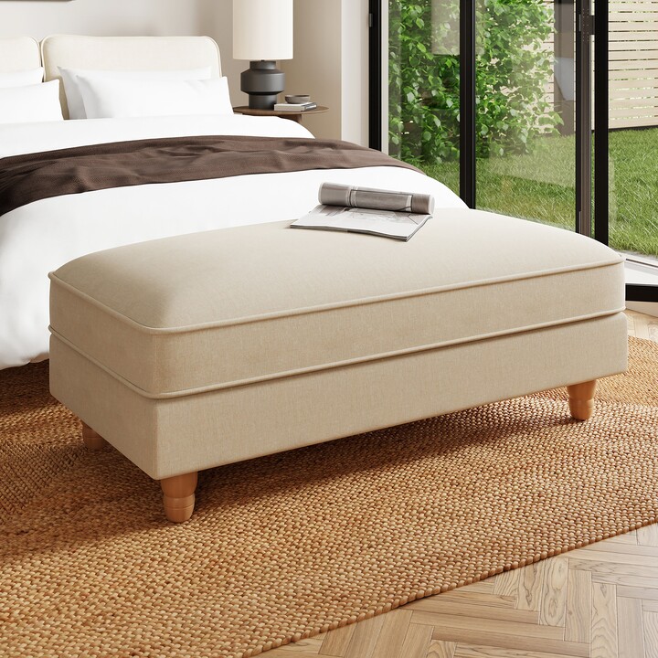 Dunelm Beatrice Luna Long Footstool with Storage Luna Natural ...