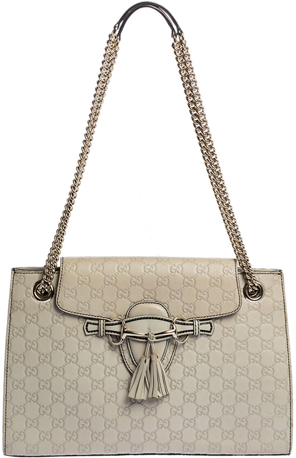 Gucci Beige Guccissima Leather Large Emily Chain Shoulder Bag - ShopStyle