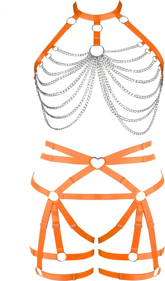 BANSSGOTH Plus Size Garters Set Full Body Harness Women Lingerie cage ...