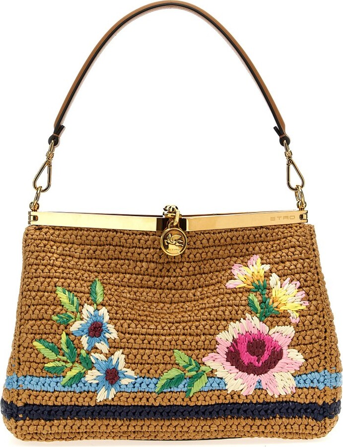 Etro Medium Raffia Vela Shoulder Bag - ShopStyle