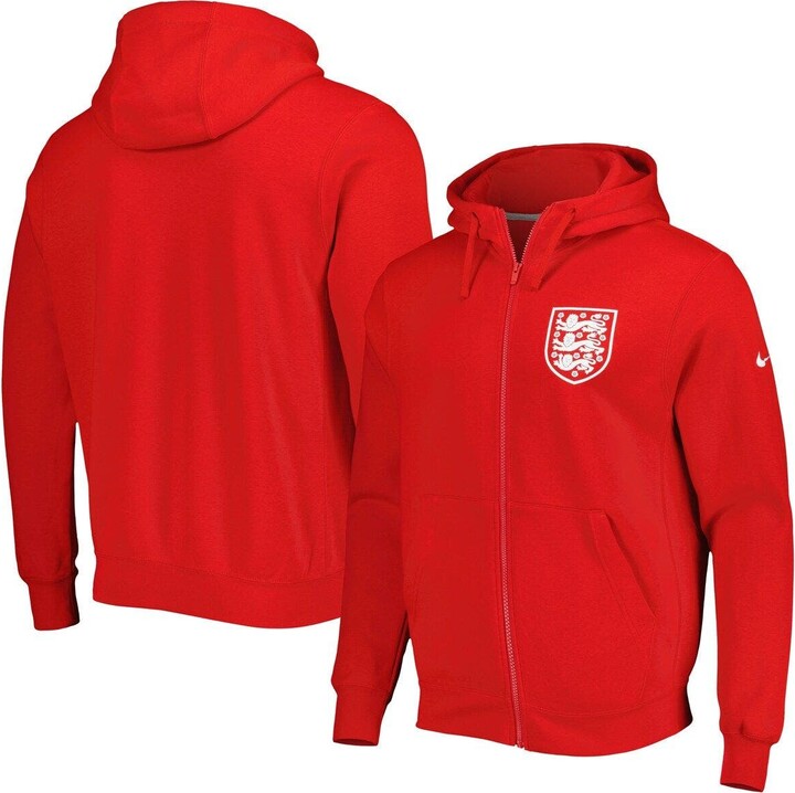 Nike Men's Red England National Team Club Fleece Full-Zip Hoodie ...