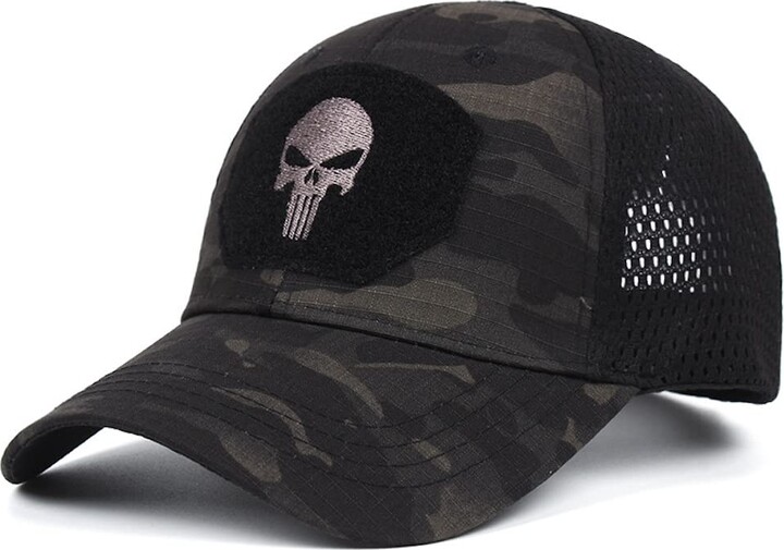 HANERREAL Skull Mesh Baseball Cap Men Tactical Operator Caps Fitted ...