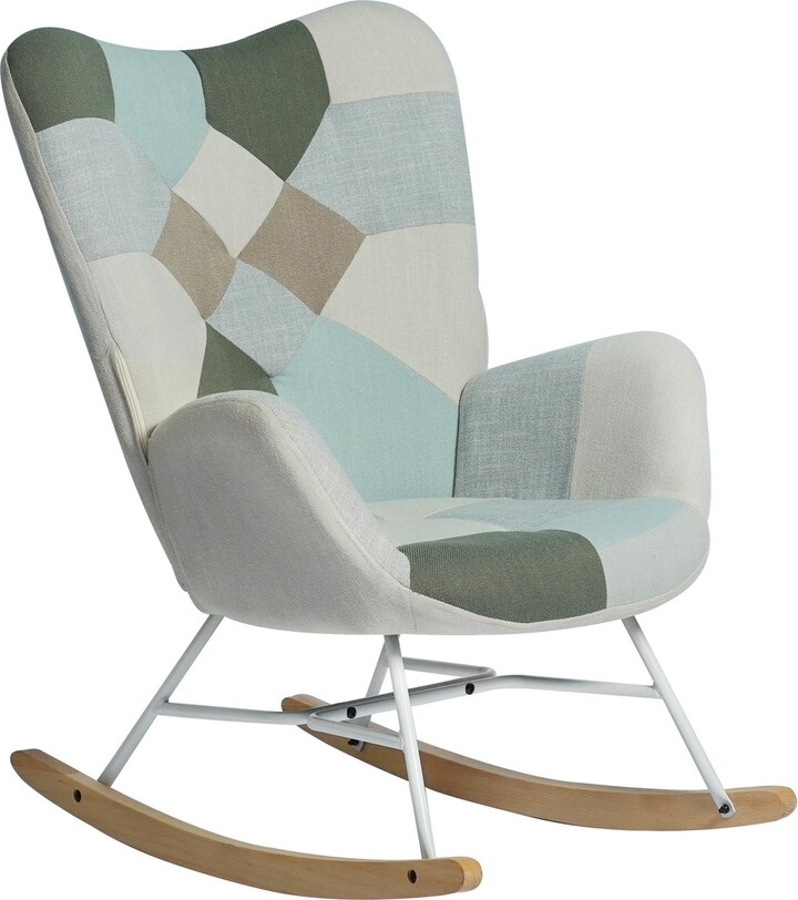 Furniture R Homy Casa Mid-century Modern Plaid Fabric Rocking Chair - 7 ...