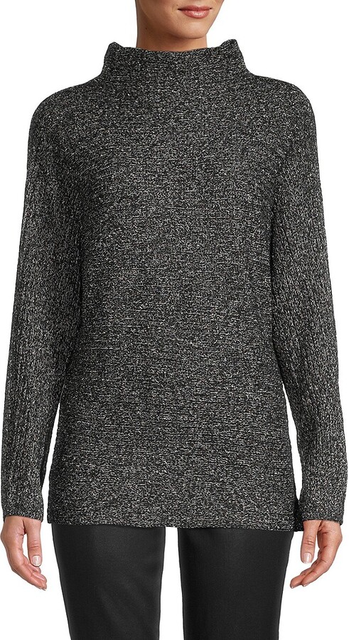 Max Studio Funnel-Neck Heathered Sweater - ShopStyle