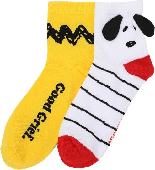 Peanuts Peanut 3D Charlie Brown and Snoopy Women' Quarter Crew Ankle ...