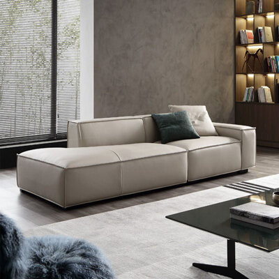 Concave Techie 104.33" Gray Genuine Leather Modular Sofa cushion couch ...