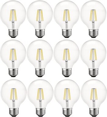 Luxrite Vintage G25 LED Globe Light Bulbs 550 Lumens 5000K Bright White ...