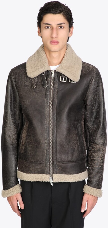 DFour Montone Pellame Asportato Dark Brown Sheepskin Crack Effect ...