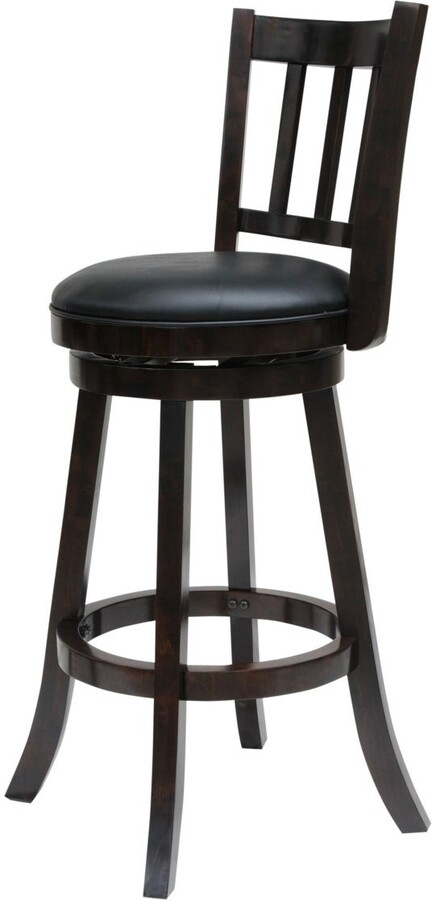 Swivel Counter Stool With Curved Vertically Slatted Back Dark Brown ...