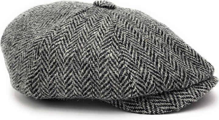 TARTAN TWEEDS Harris Tweed Newsboy Cap Grey Herringbone (XXL) - ShopStyle Hats