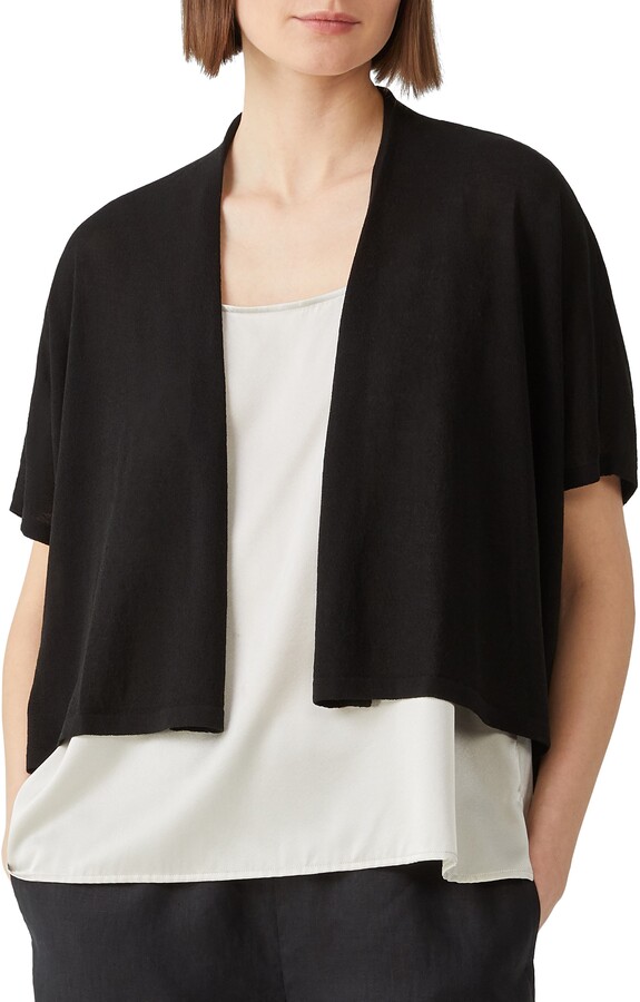 Eileen Fisher Boxy Short Sleeve Crop Cardigan - ShopStyle