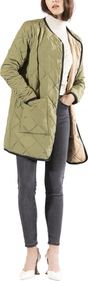 Jane Post Long Reversible Collarless Quilted Coat - ShopStyle