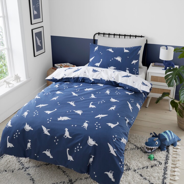 Dunelm Navy Dino Duvet Cover and Pillowcase Set Navy (Blue) - ShopStyle