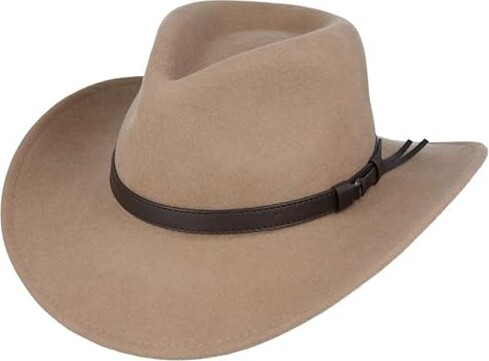 XPOSED Menâ€™s 100% Pure Wool Felt Crushable Cowboy Outback Hat Curved Wide Brim Fedora [CY312 ...