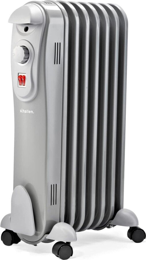 Schallen 1500W 7 Fin Portable Electric Slim Oil Filled Radiator Heater ...
