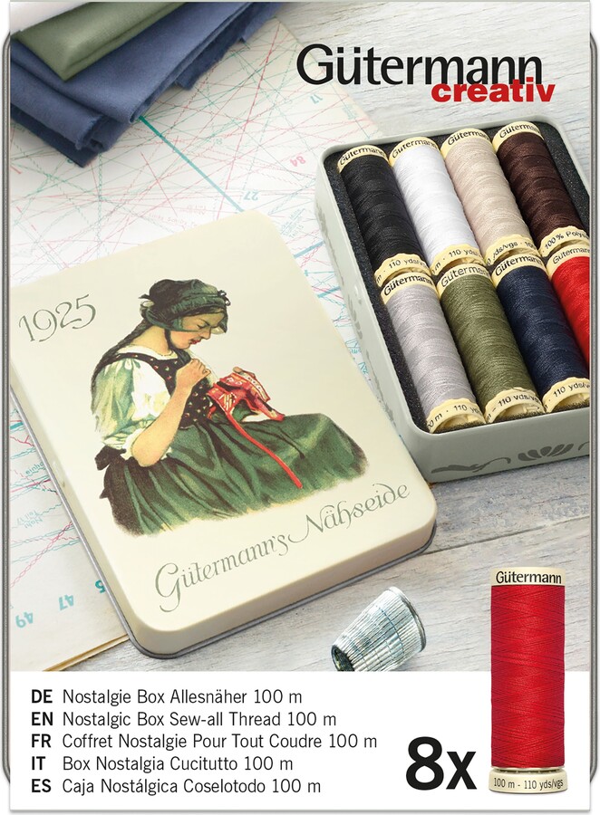 Gutermann Thread Storage Tin Nostalgic 1925 Classic Shades Black/White ...