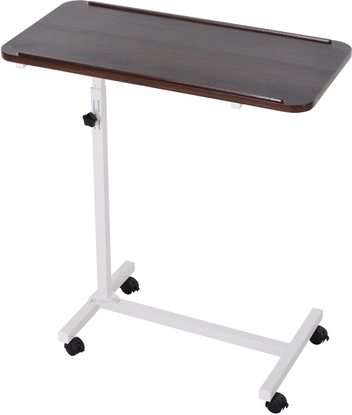 HOMCOM Over Bed Chair Table with 4 Castors Lockable Multipurpose Height ...