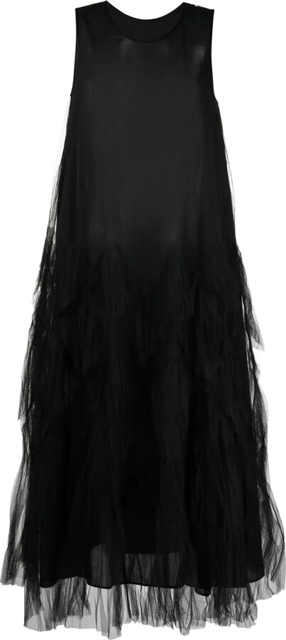 JNBY Tulle-Overlay Midi Dress - ShopStyle